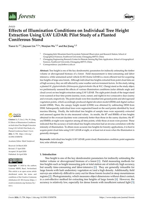 Pdf Effects Of Illumination Conditions On Individual Tree Height