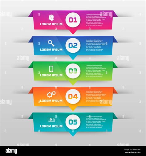 Vector Infographics Template With Five Options In Material Design Style It Can Be Used As A