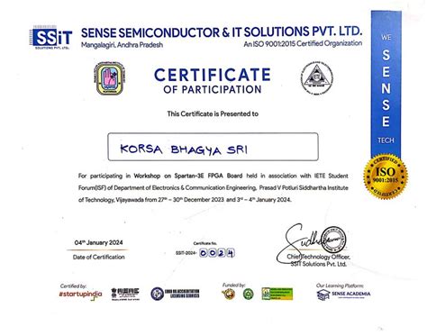 bhagya sri korsa on linkedin fpga workshop certificateofexcellence