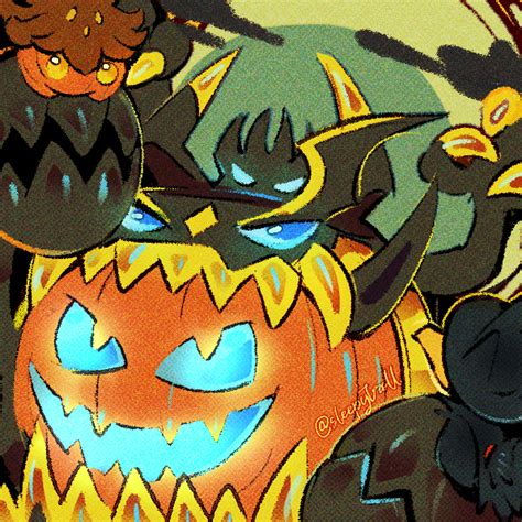 Pumpkaboo Murkrow And Guzzlord Pokemon Drawn By Sleepytroll Danbooru
