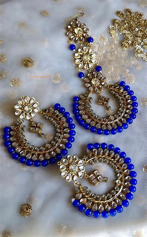 Oversized Tikkaearrings Punjabi Design Kundan Look Alike Light Weight