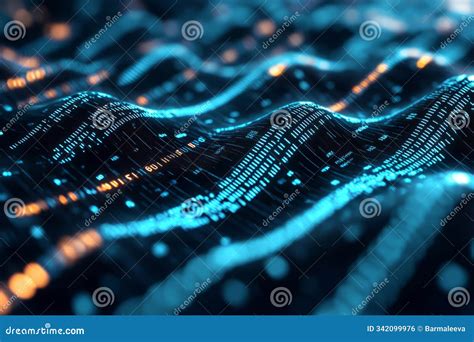 Binary Code Flowing In Wavy Patterns Digital Communication And