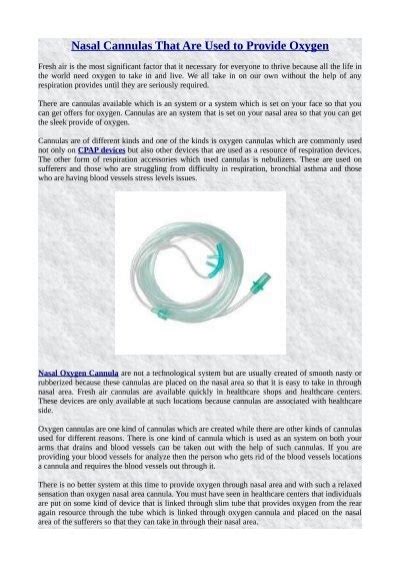 Nasal Cannulas That Are Used To Provide Oxygen