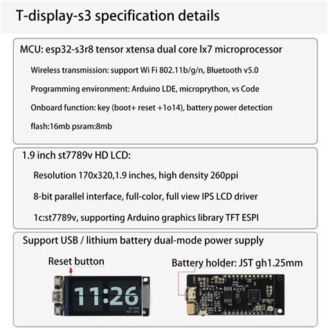 Lilygo T Display S3 Esp32 S3 Wireless Wifi Module With Mcu Esp32 S3r8