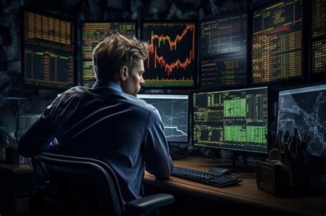 premium ai image trader and computer screens professional trader