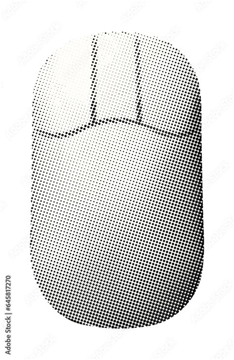 Retro Computer Mouse Isolated Halftone Vintage Magazine Style Collage Element For Mixed Media
