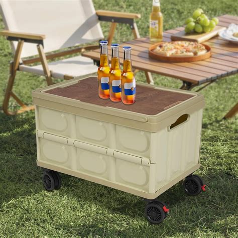 Mobile Storage Crate With Lid Collapsible Rolling Crate With Large