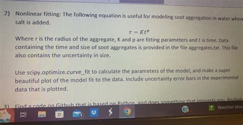 Solved Nonlinear Fitting The Following Equation Is Useful