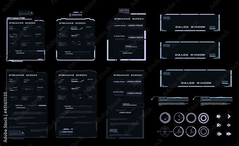 Set HUD Elements For The User Interface Modern Dialog Boxes And Pointers Digital Streaming