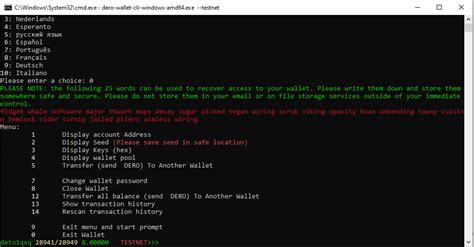 Command Line Interface Wallet Dero Documentation