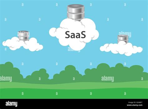 Saas Software As A Service With Cloud And Database Symbol Icon Vector