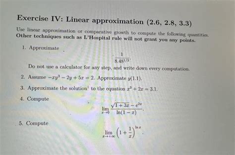 Solved Exercise Iv Linear Approximation 262833 Use