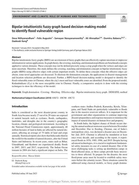 Bipolar Intuitionistic Fuzzy Graph Based Decision Making Model To Identify Flood Vulnerable