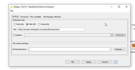 how to configure the sharepoin online connector node knime analytics