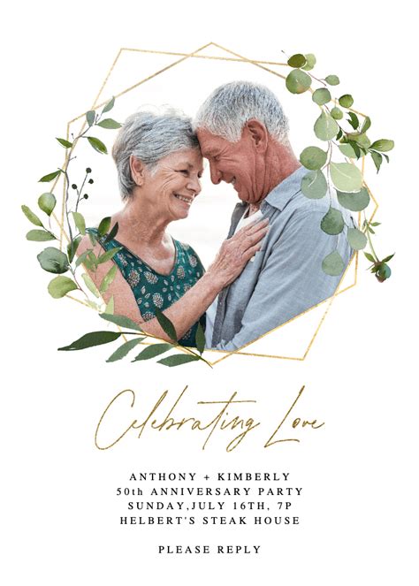 Geometric Eucalyptus Anniversary Invitation Template Greetings Island
