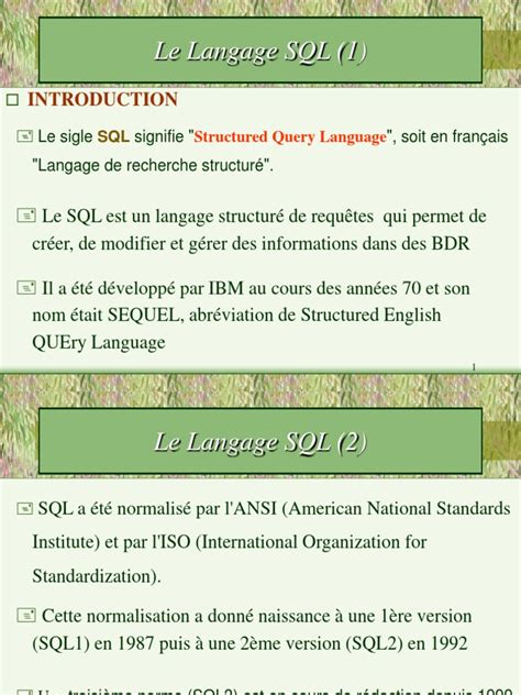 cours sql pdf sql gestion des données