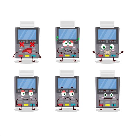 Grey Payment Terminal Cartoon Character With Nope Expression 24136065