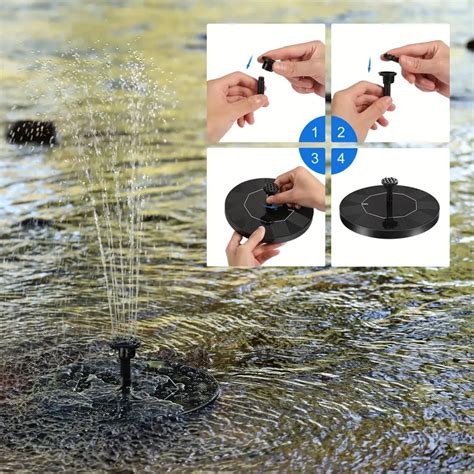 1 бр Соларен фонтан за къпане на птици с вградена батерия 1200 Mah слънчев фонтан с 6 дюзи