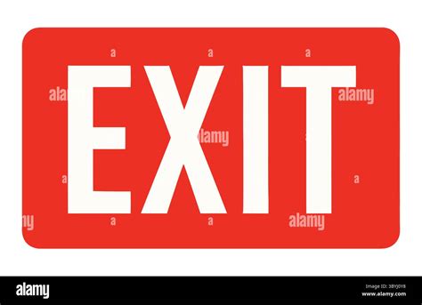 Emergency Exit Sign Red Rectangle With Bold White Lettering Used For