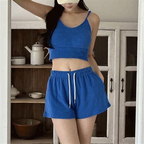 원클로젯 워터밤 휴가룩 테리 브라탑 비치웨어 수영복 반바지 셋업