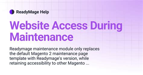 Website Access During Maintenance Readymage Help