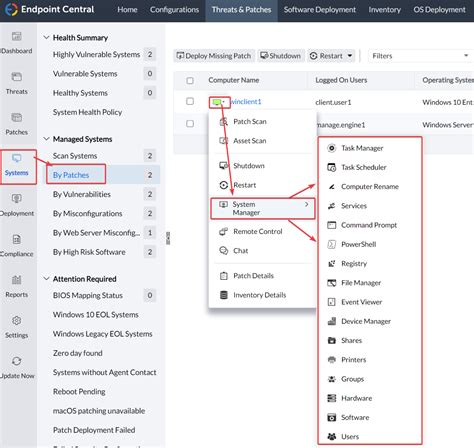 Manageengine Endpoint Centralda Son Kullanıcı Desteği System Manager