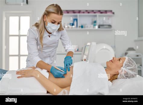 Closeup Electro Epilation Cosmetology Procedure For Hair Removal Stock