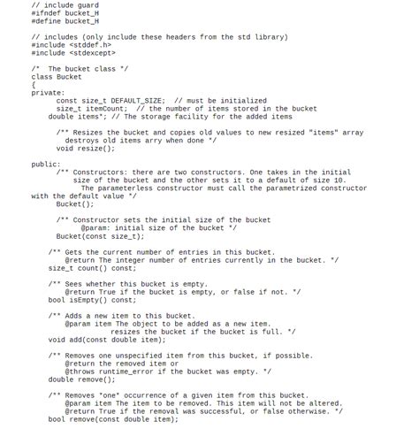 Solved Problem Programming The Bucket Data Structure Chegg