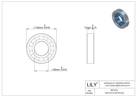 6312 C4 High Temperature Bearing FAG Lily Bearing