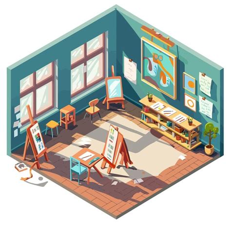 Premium Vector Vectorisometricschoolartclassroom