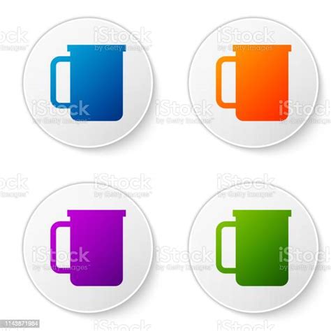 컬러 커피 컵 플랫 아이콘 흰색 배경에 고립 차 컵 뜨거운 음료 커피 원 버튼의 색상 아이콘을 설정 합니다 벡터 일러스트 0명에 대한 스톡 벡터 아트 및 기타 이미지