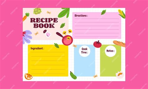 손으로 그린 레시피 템플릿 무료 벡터