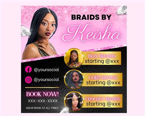 Braids Flyer Diy Flyer Design Template Hair Braiding Flyer Etsy