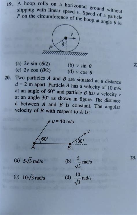 A Hoop Rolls On A Horizontal Ground Without Slipping With Linear Speed V