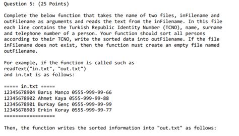 solved question 5 25 points complete the below function