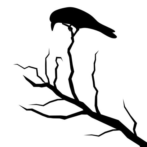 Crow On Tree Vector Art Icons And Graphics For Free Download