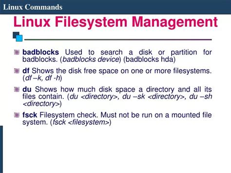 PPT Linux Filesystem Management PowerPoint Presentation Free Download ID 1063310