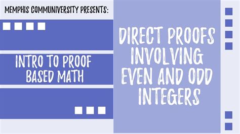 An Intro To Proof Based Math Direct Proofs Involving Even And Odd