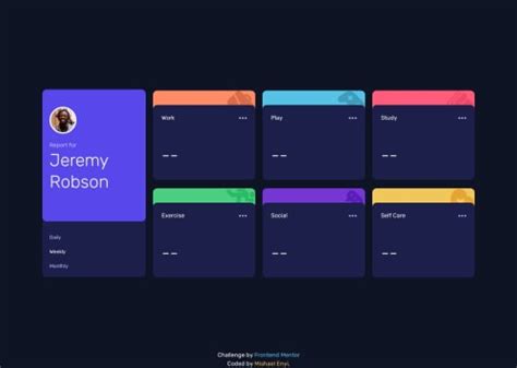 Frontend Mentor Time Tracking Dashboard With Tailwindcss Coding Challenge Solution