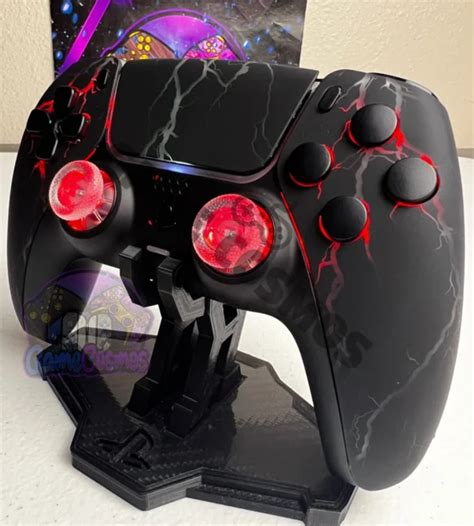 Lightning Theme RGB LED All Black Premum Custom Wireless Controller For PS5 GameCosmos