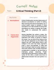 Mastering Critical Thinking Evaluating Assumptions And Arguments Course Hero