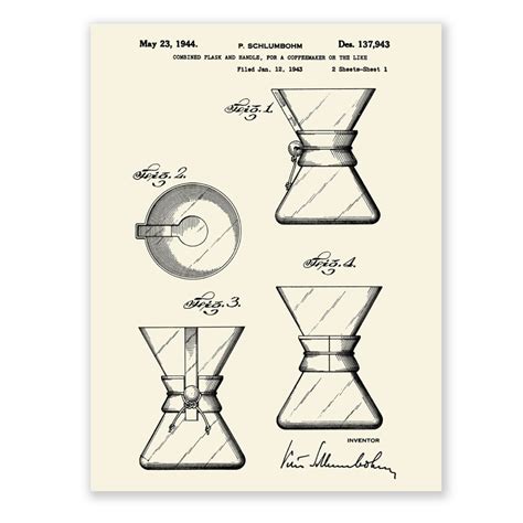 Chemex Pp 2 Patent Poster Flask And Handle 1943 Sheet 2 Typica