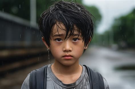 Portrait d un enfant triste Image générée à base dIA