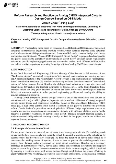 Pdf Reform Research And Practice On Analog Cmos Integrated Circuits Design Course Based On Obe