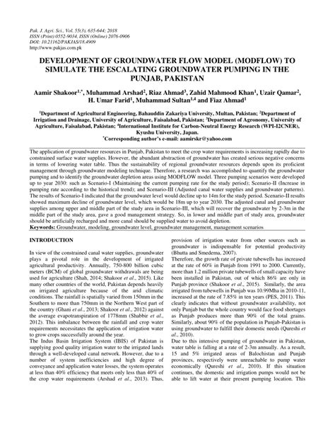 Pdf Development Of Groundwater Flow Model Modflow To Simulate The Escalating Groundwater