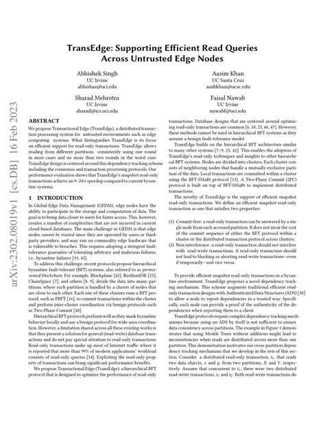 pdf transedge supporting efficient read queries across untrusted