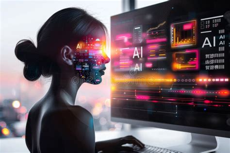 futuristic ai interface with female avatar digital ai visualization advanced technology