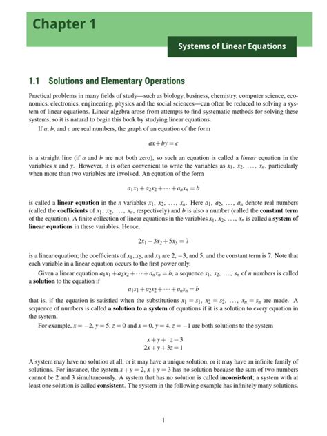 1a Systems Of Linear Equations Pdf Equations System Of Linear