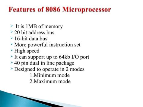 Final Features Of 8086 Microprocessor Ppt