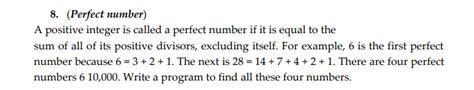 Solved Perfect Number A Positive Integer Is Called A Chegg